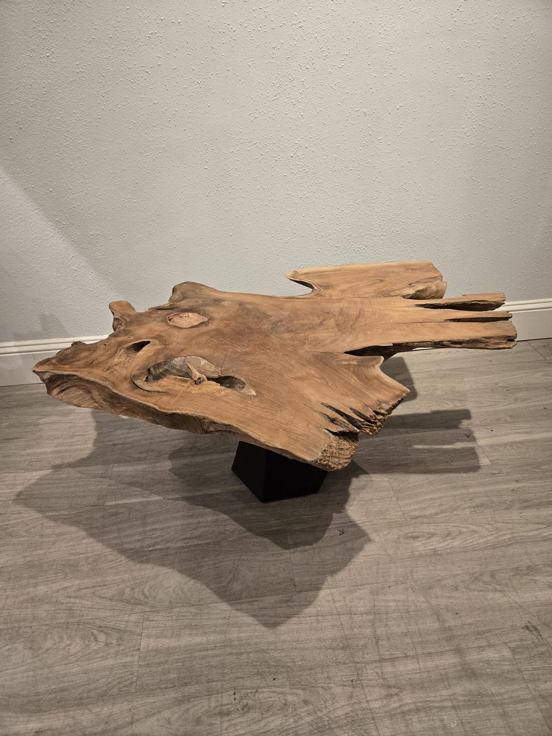 Teak Slab Coffee Table With Metal Base - Etsy