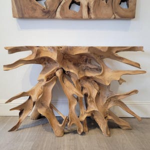 Carved Teak Root Console Table - Etsy