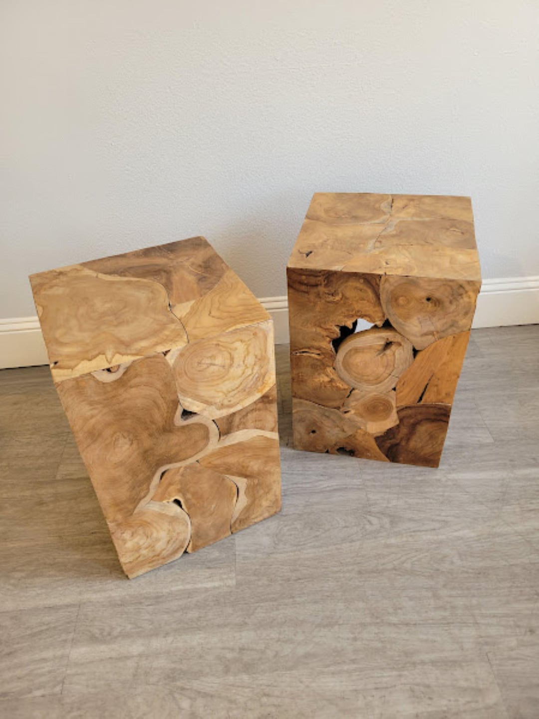 Teak Block Display Table - 2 Ft Tall - Etsy