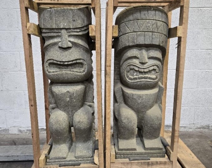 Pair of Lava Stone Primitive Man Statues - Etsy