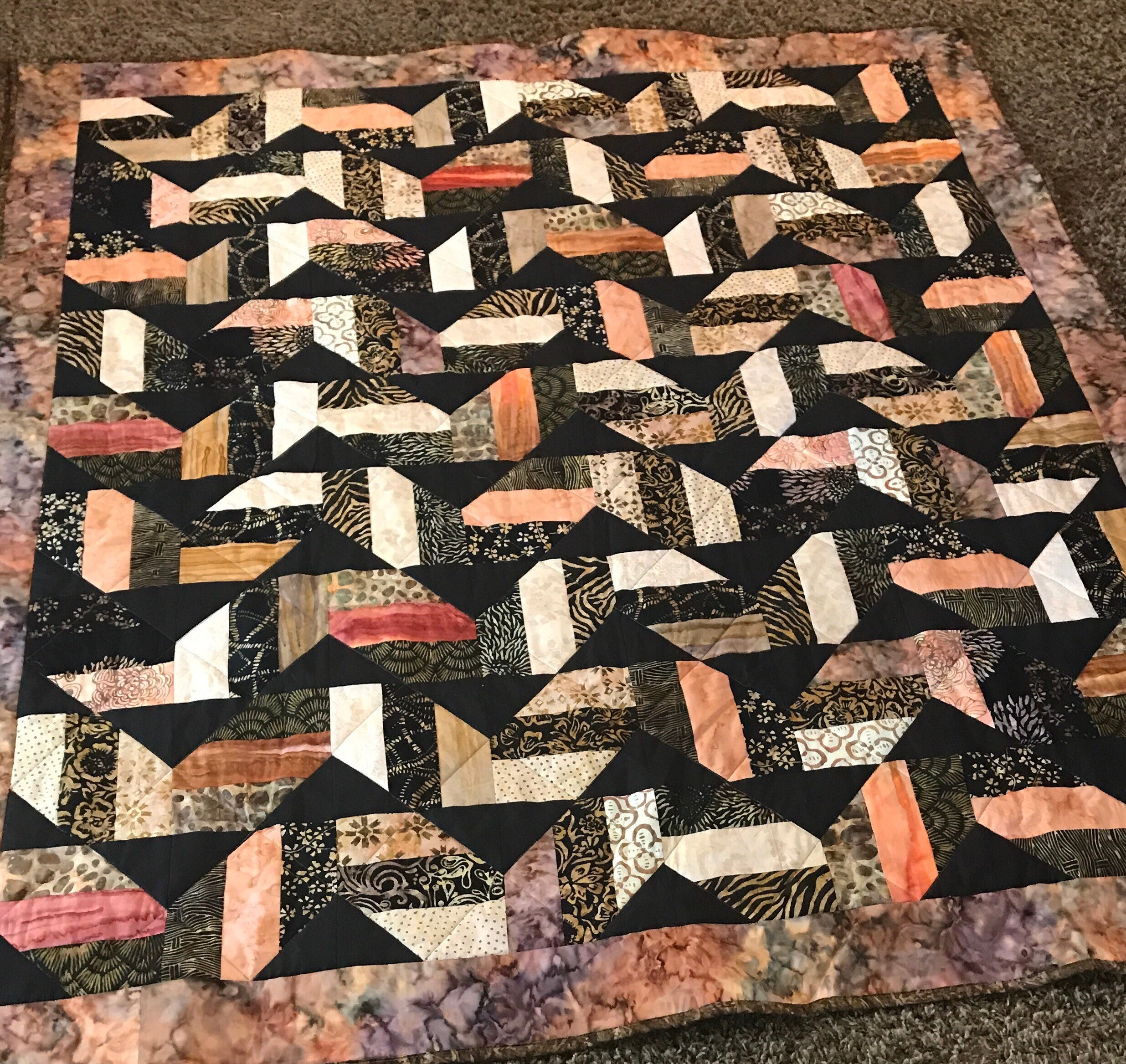 Batik Quilt, Zig Zag Pattern, Blanket, Throw, Patchwork - Etsy