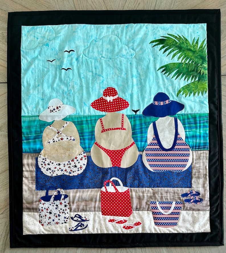 Beach Bums Quilted Wall Hanging, Art Quilt, Ocean (5 Bum Options) - Etsy