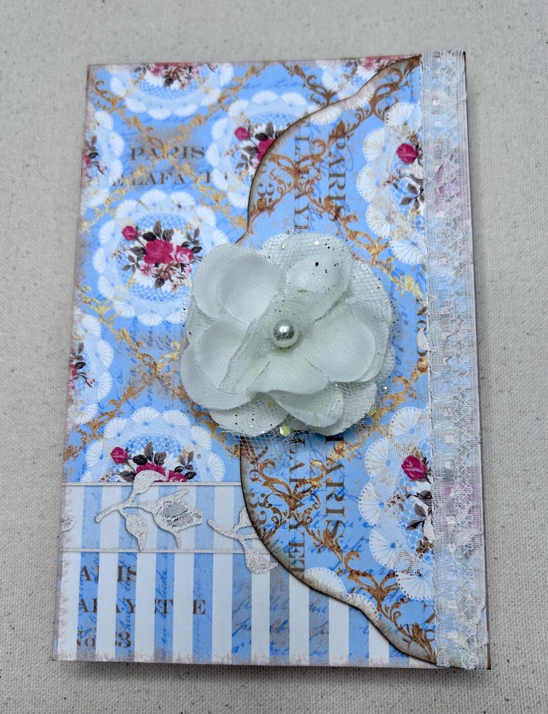 Blue Lacy Folio, Junk Journal - Etsy