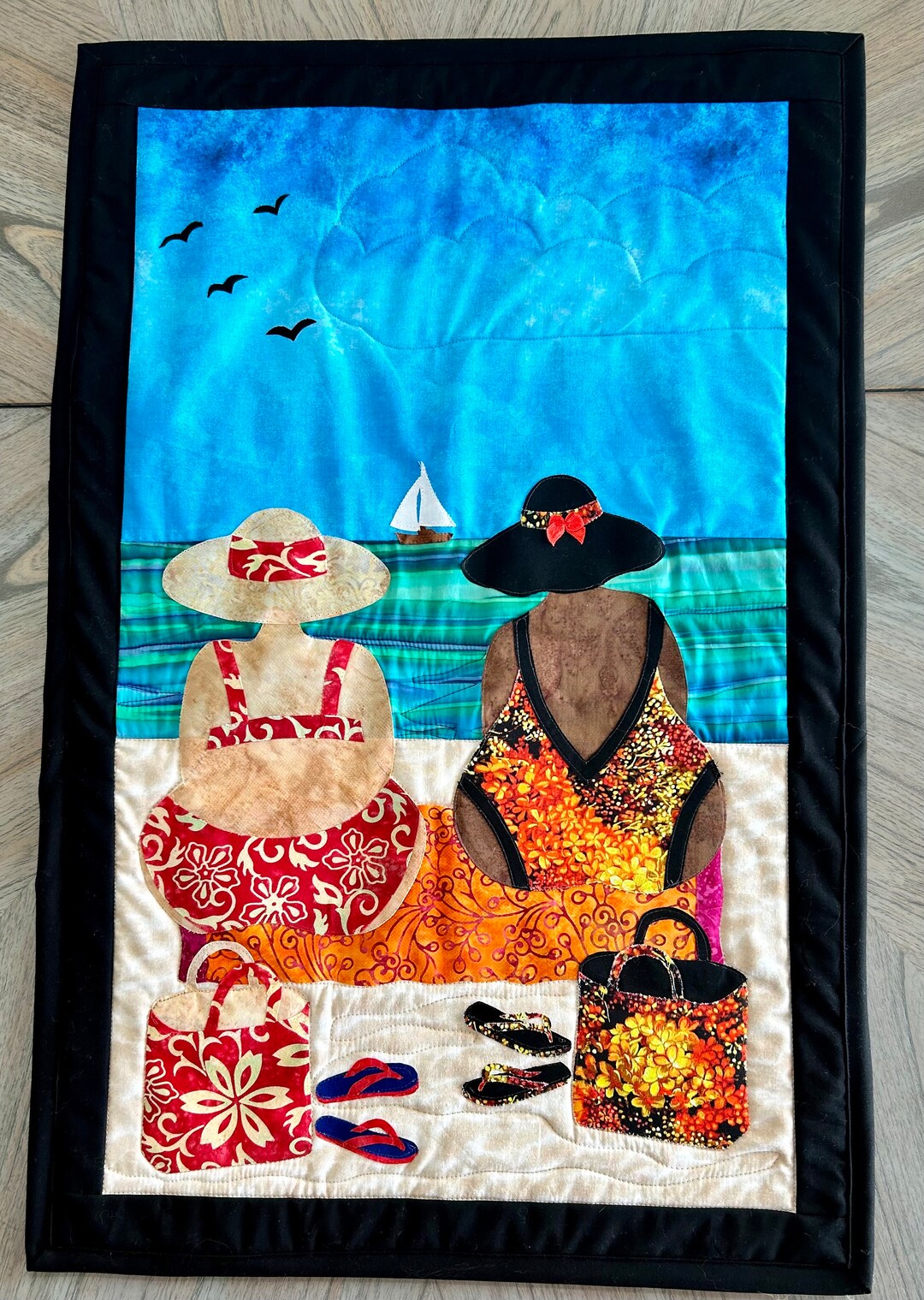 Beach Bums Quilted Wall Hanging, Art Quilt, Ocean (5 Bum Options) - Etsy