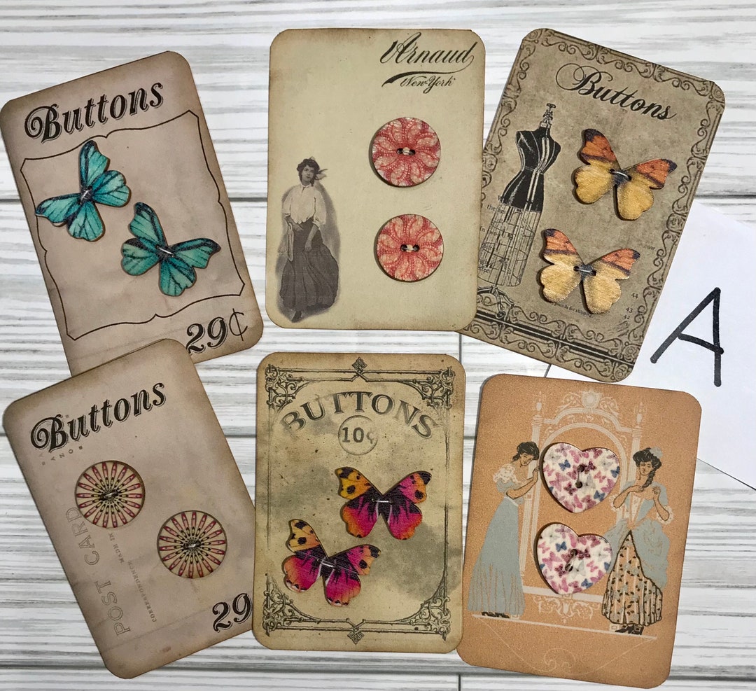 Button Cards With Buttons (set of 6) - Etsy