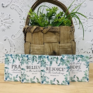 Custom Bible Verse Coaster Set, Encouragement Gift, Custom Christmas ...