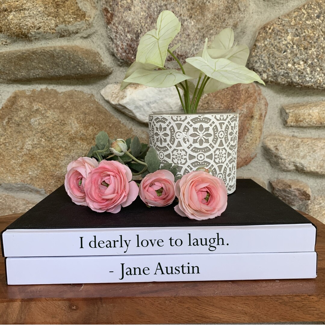Coffee Table Book Jane Austin Quote , Bookcase Décor, Designer Book ...