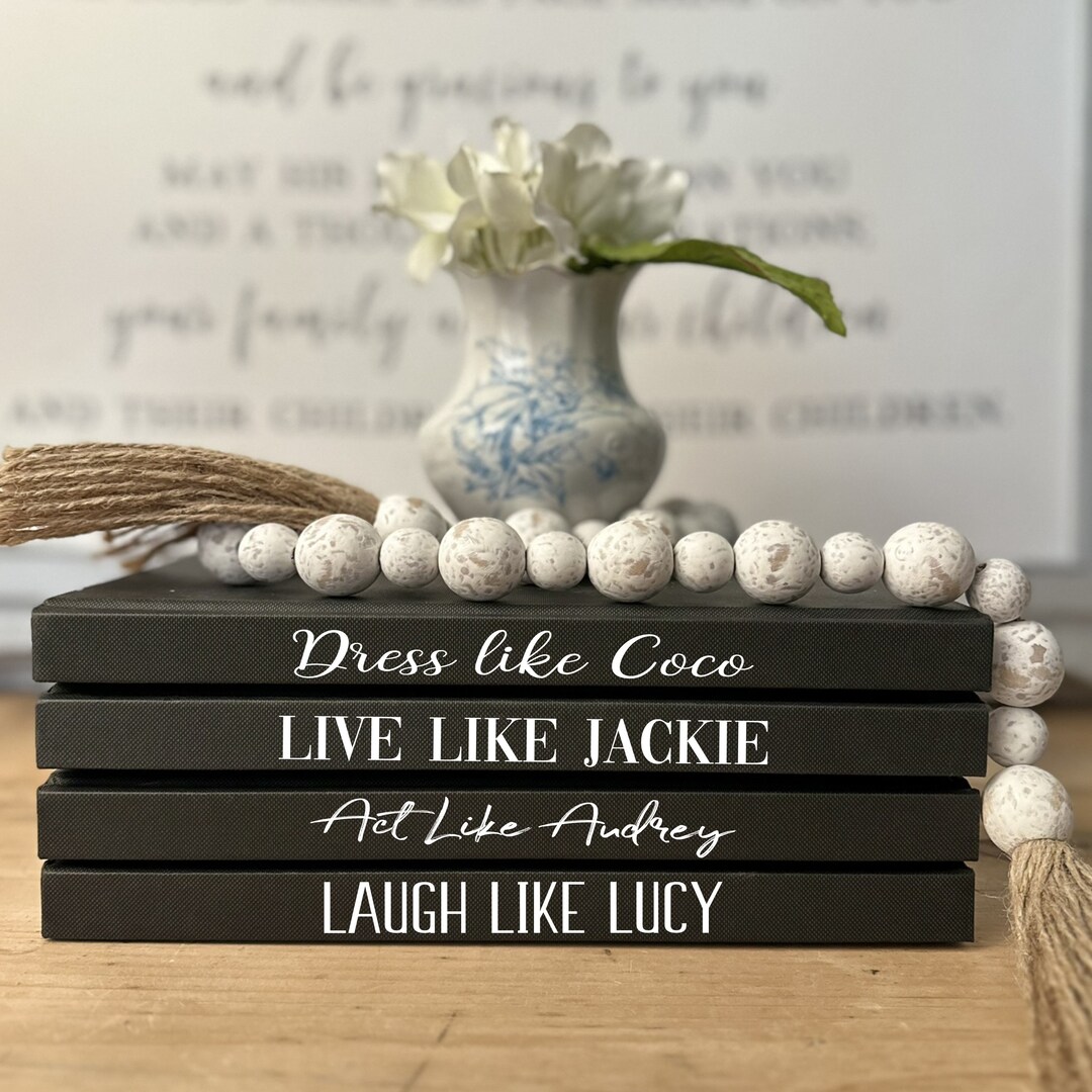 Decorative Book Stack laugh Like Lucy, Coco, Jackie, Audrey, Lucy ...