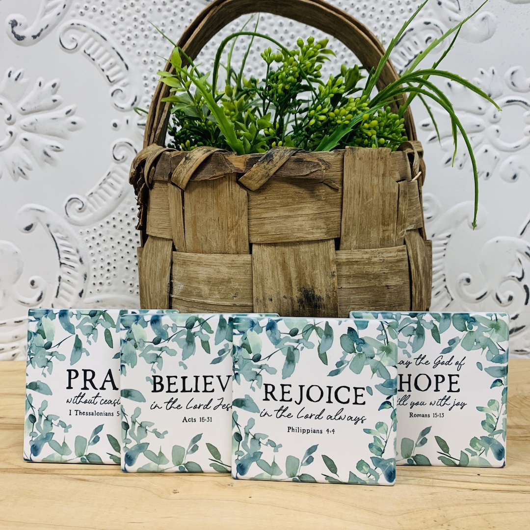Custom Bible Verse Coaster Set, Encouragement Gift, Custom Christmas ...