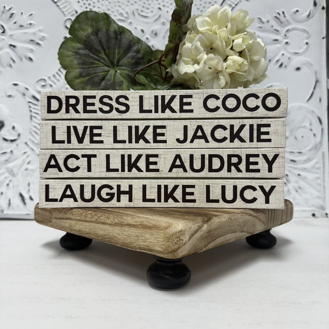 Decorative Linen 4 Book Stack "laugh Like Lucy", Coco, Jackie, Audrey ...