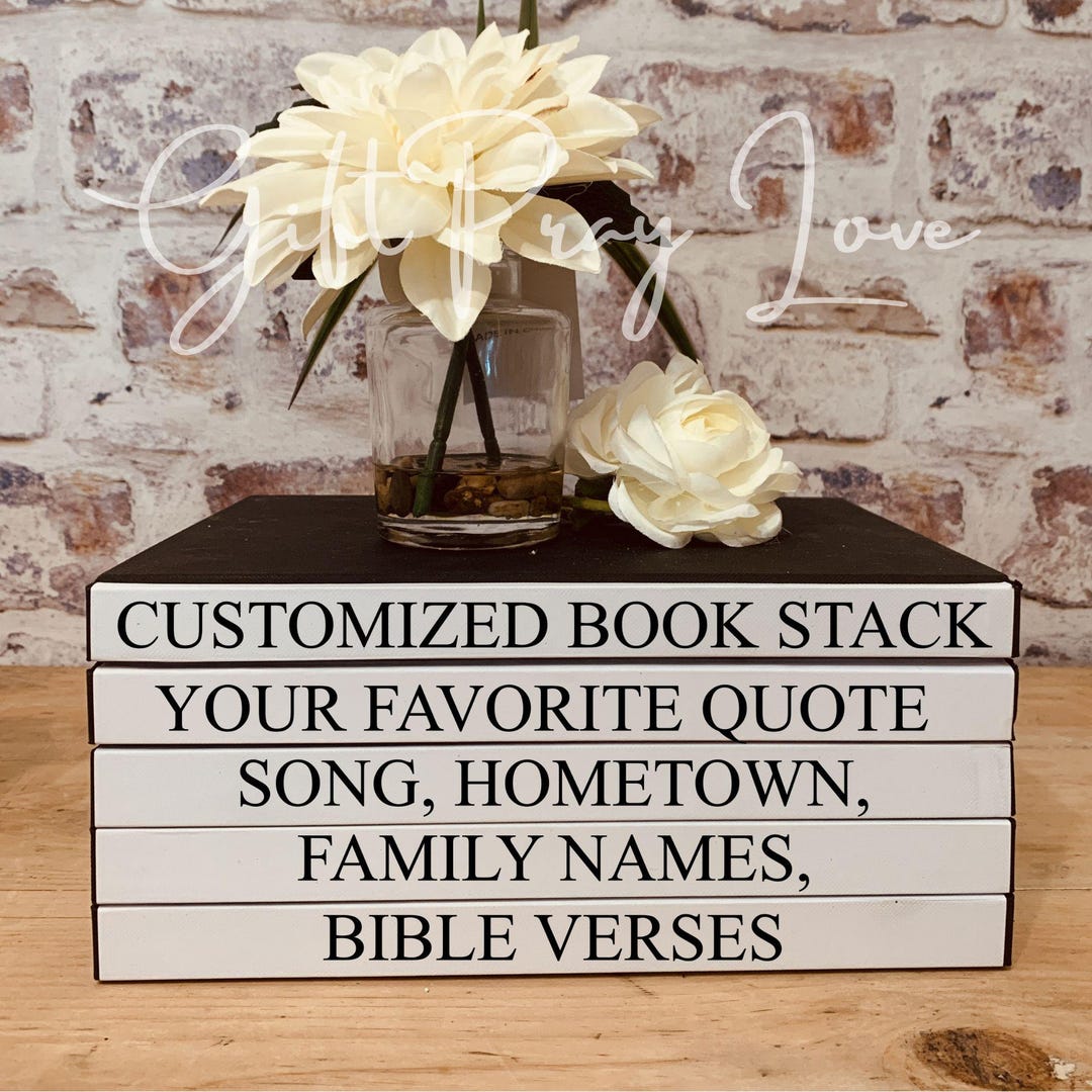 Custom Coffee Table Book Stack, Personalized Book Stack With Quotes - Etsy