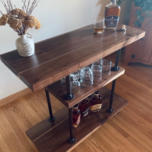 Trolley Bar Bar Cart Walnut Wood Butler Tray Utility - Etsy