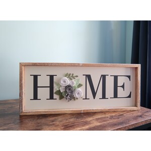 Vertical/horizontal HOME Sign W Felt Flower for O Farmhouse Wood Framed ...