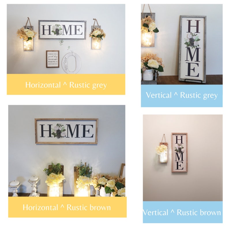 Vertical/horizontal HOME Sign W Felt Flower for O Farmhouse - Etsy