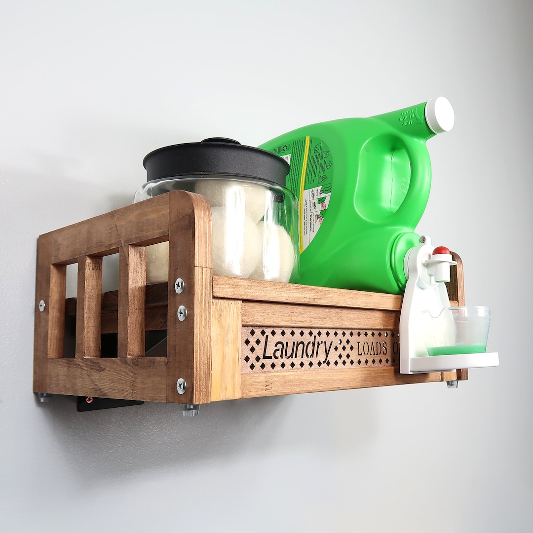 Wall-mounted Wood Laundry Detergent Holder – Shelf & Organizer for ...