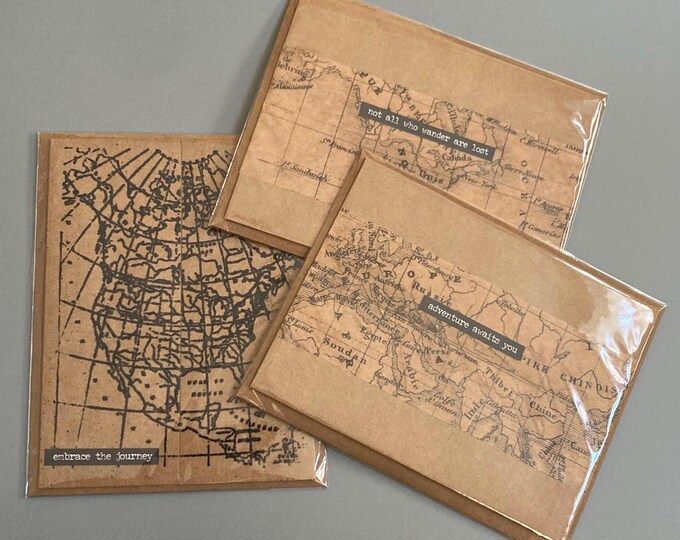 Old Maps Kraft Cards Set of 3 - Etsy