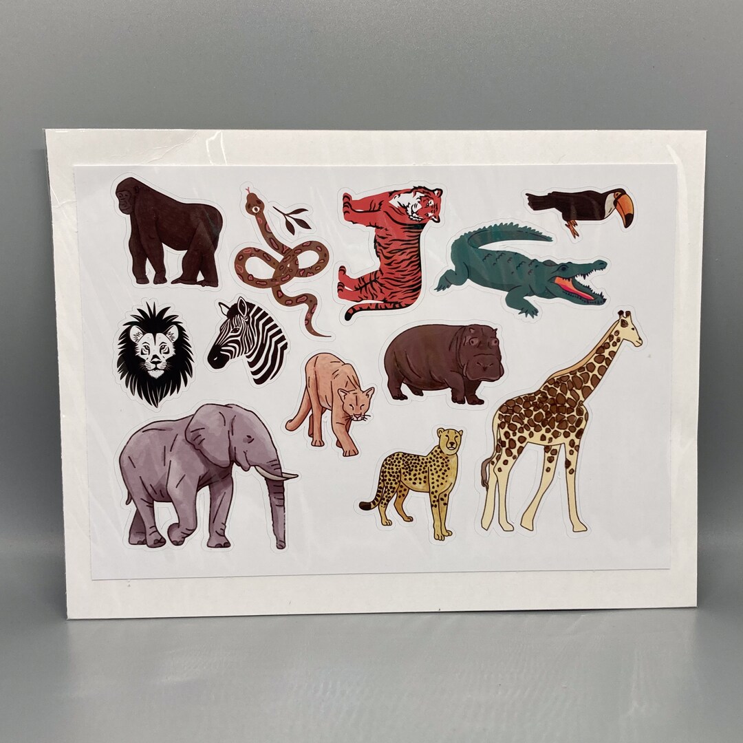 Jungle/safari Animals Sticker Sheet - Etsy