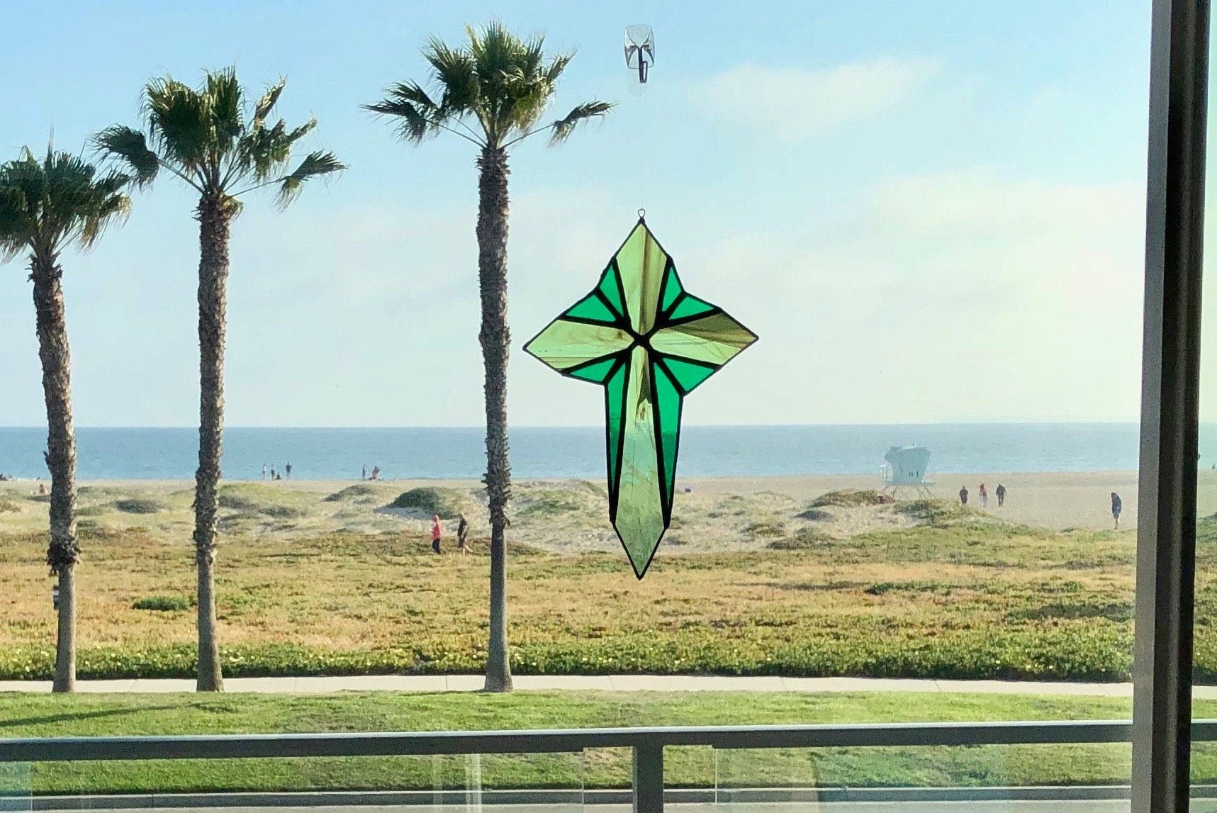 Green Stained Glass Cross 3D - Etsy