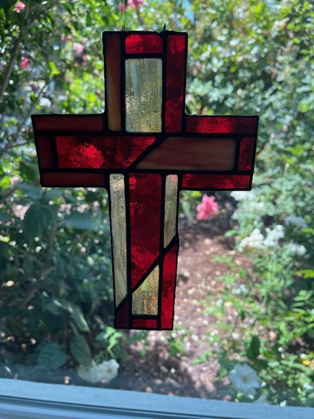 Art Deco Cross in Red and Gold - Etsy