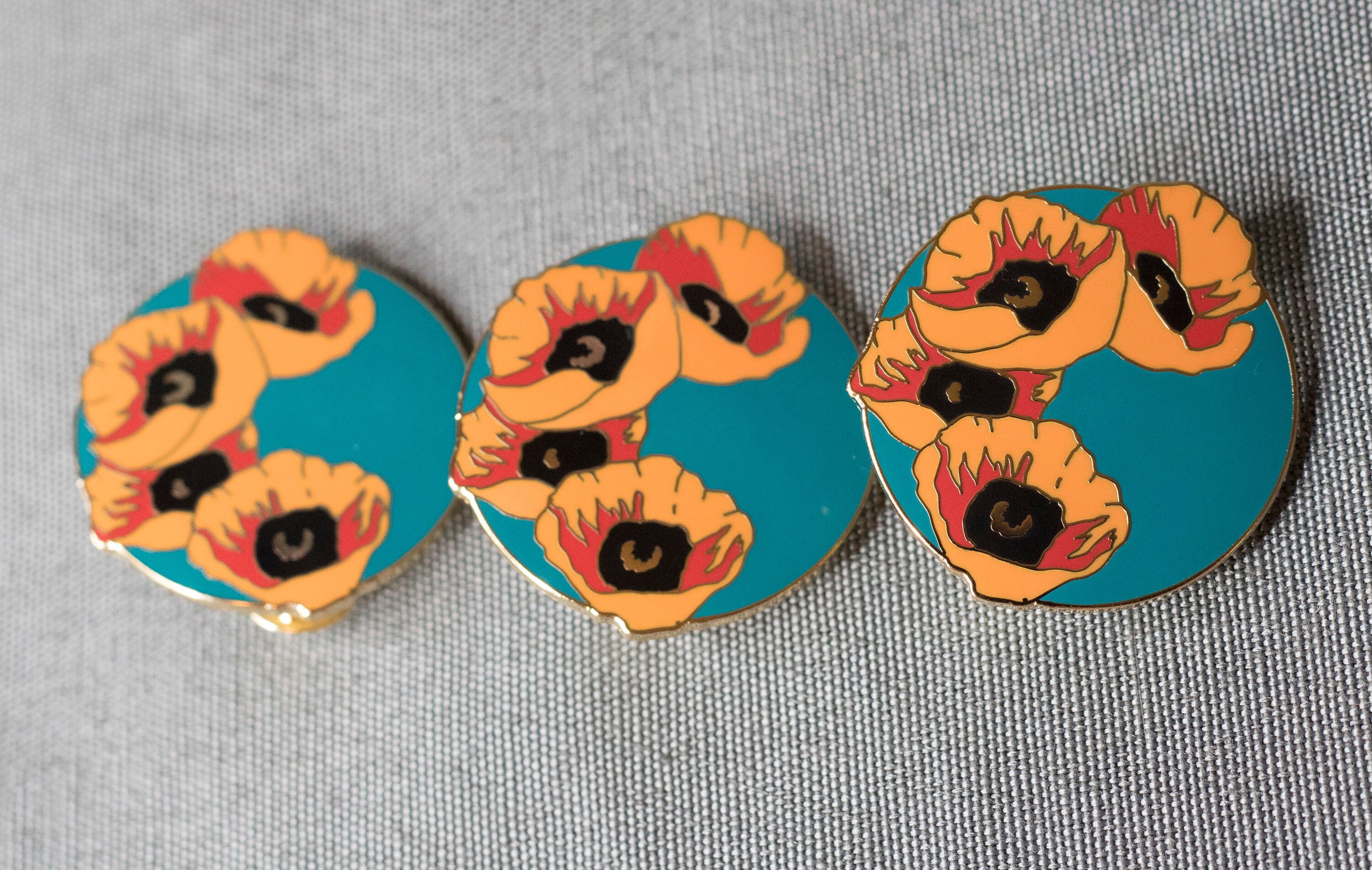 Orange Poppy Enamel Pin - Etsy