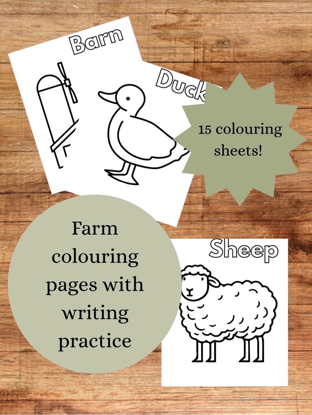 Farm Animals Coloring Pages With Letter Tracing (digital Download) - Etsy
