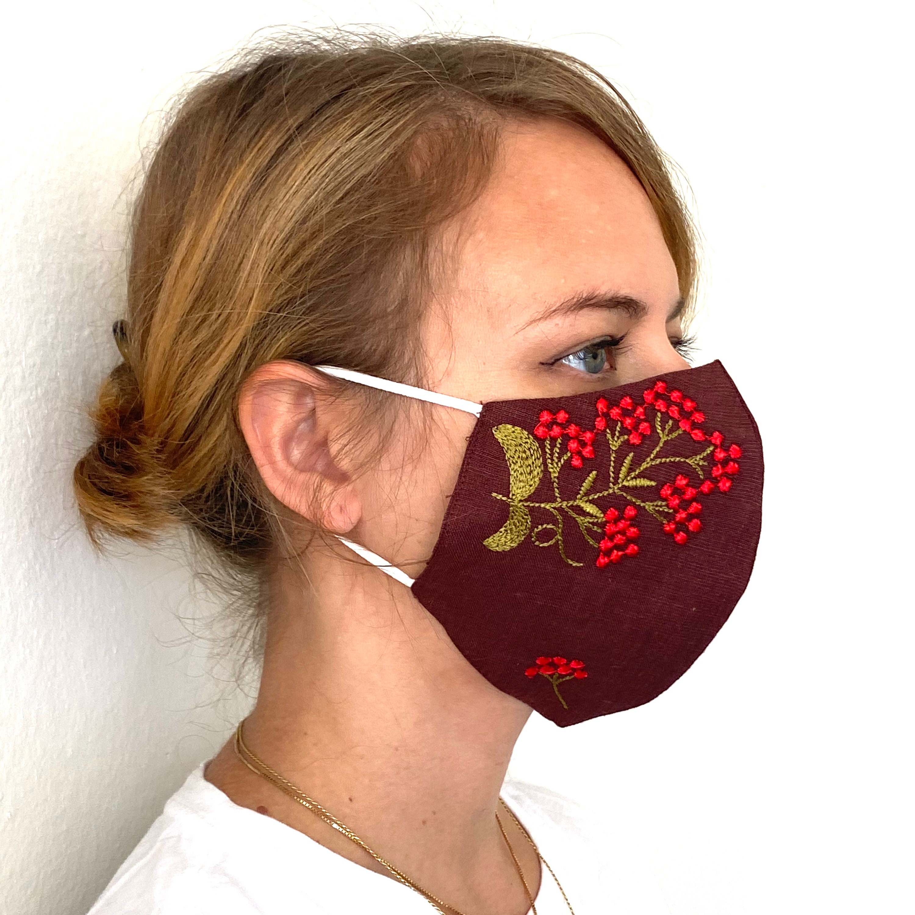 Hand Embroidered Flower Face Masks Washable, Handmade Cloth Face Masks ...