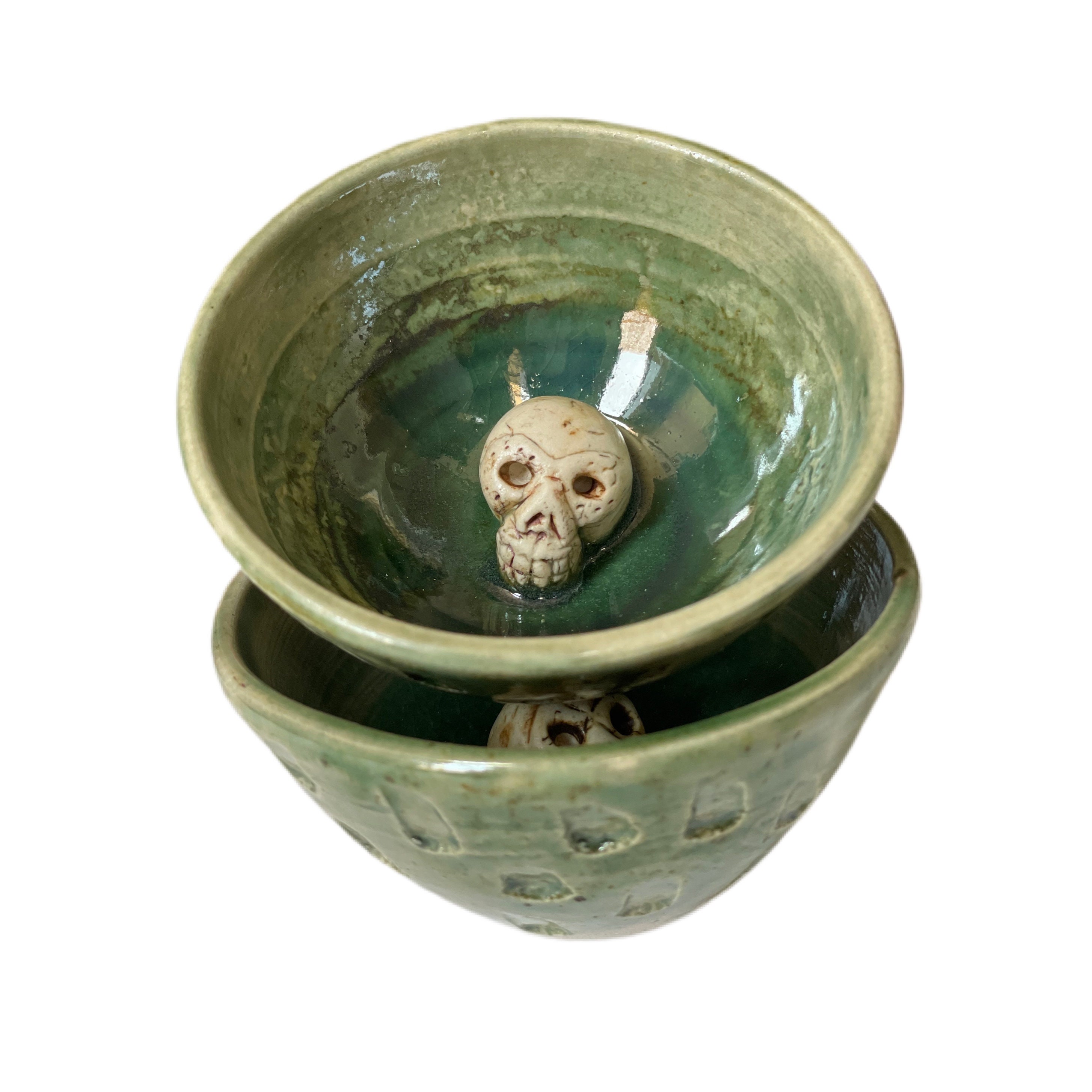 Set of Two, Pair of Ceramic Skull Mezcal Glass, Sipping Ceremonial ...