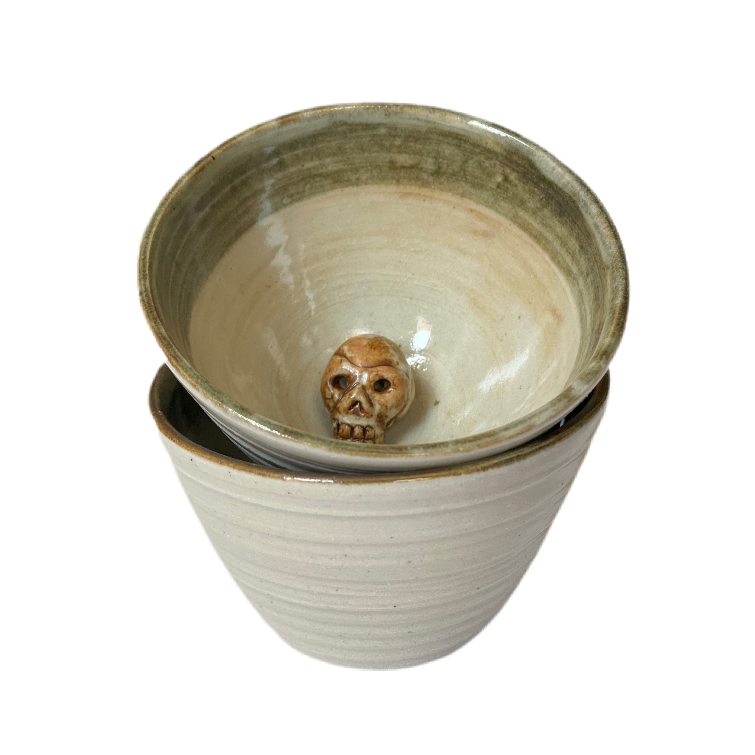 Set of Two, Pair of Ceramic Skull Mezcal Glass, Sipping Ceremonial ...