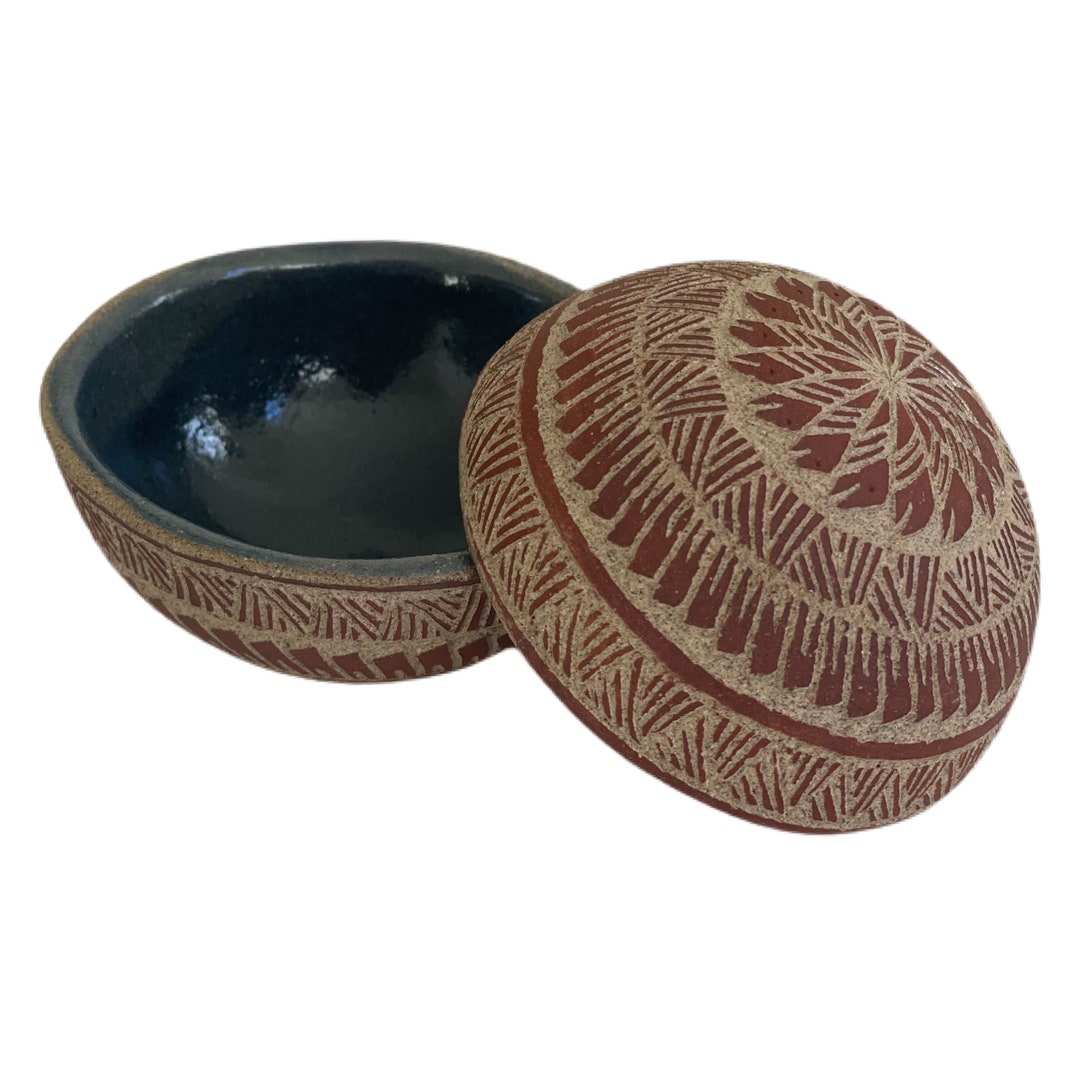 Set of Two, Pair of Carved Ceramic Mezcal Sipping Ceremonial Bowls ...