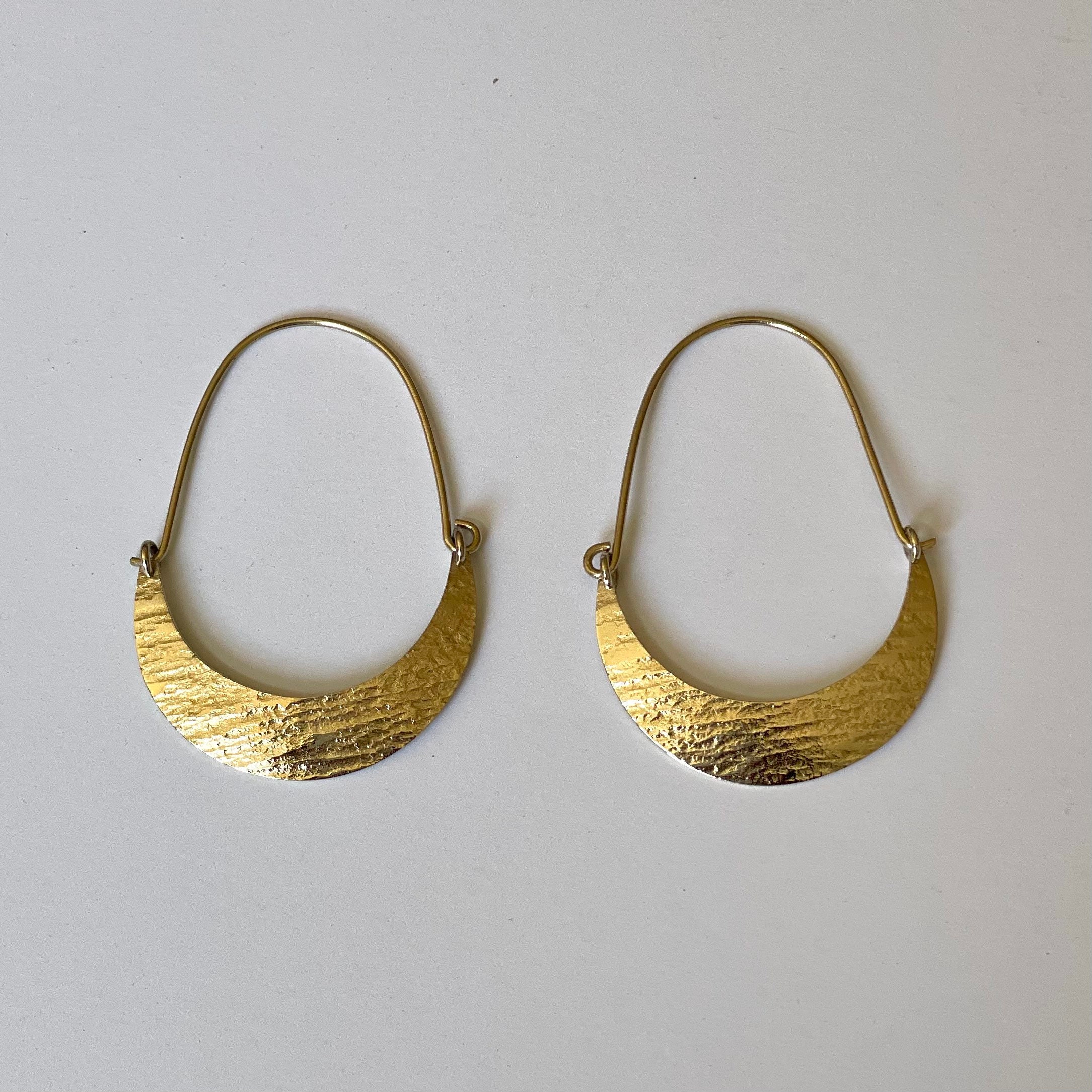 Gold Crescent Half Moon Hoops Made With Brass - Etsy