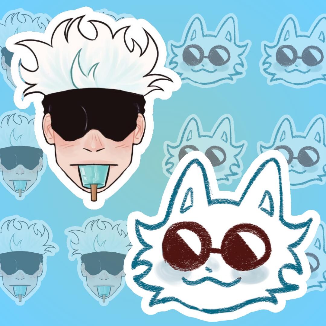 Gojo Cat & B-grade Gojo Popsicle Sticker | JJK | Jujustu Kaisen - Etsy
