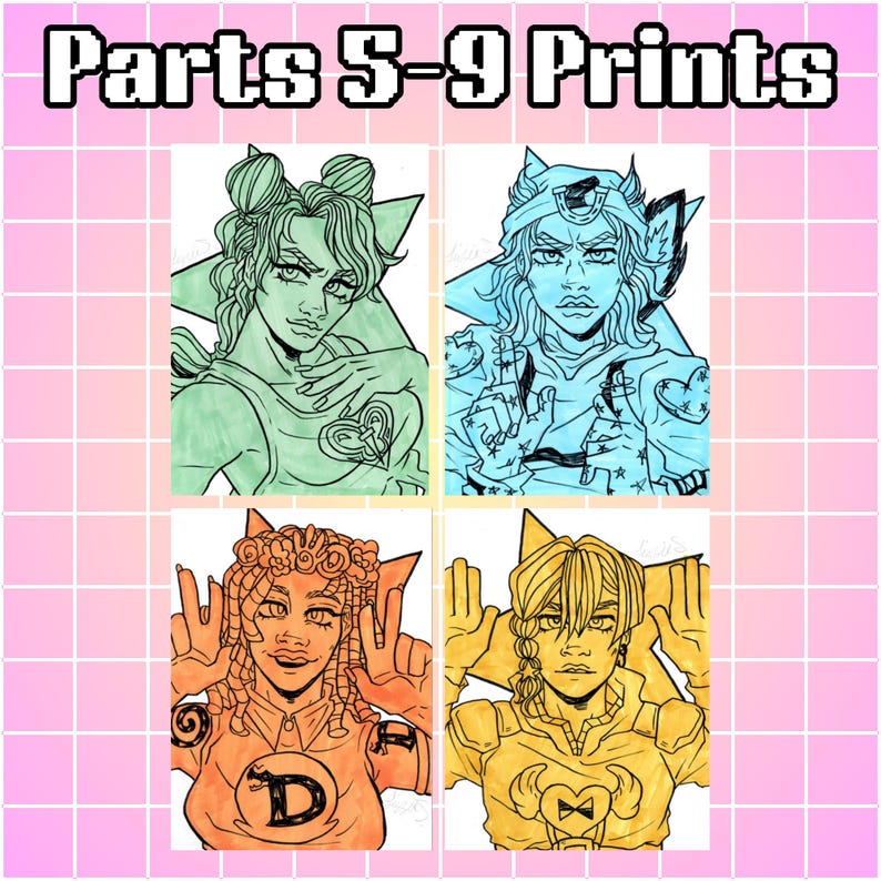 JJBA Protag Prints 5x7" | Parts 5-9 | Jojo, Anime, Art Print - Etsy
