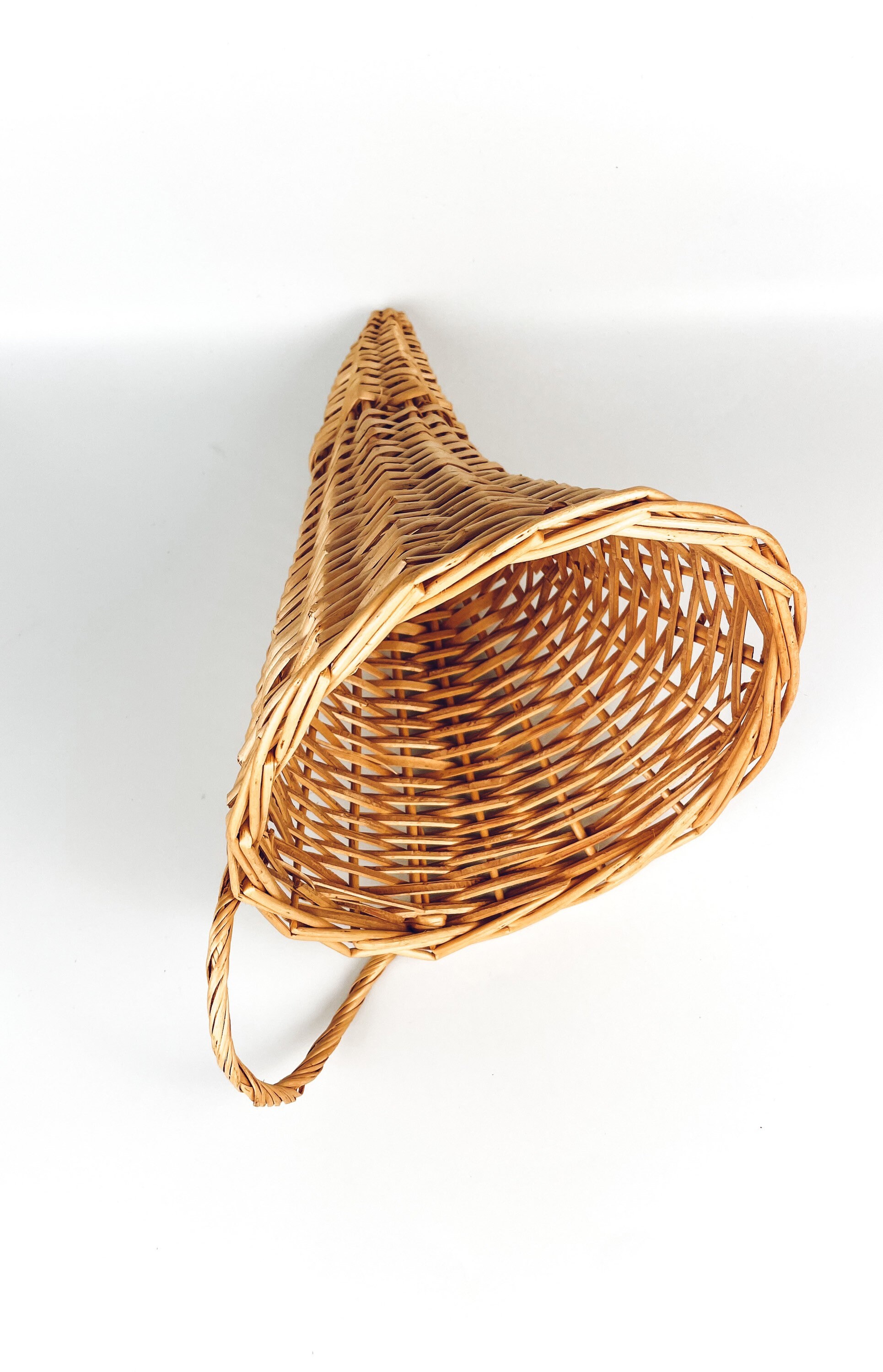 Fall Vintage Wicker Cornucopia Horn Basket, Boho Thanksgiving Decor ...