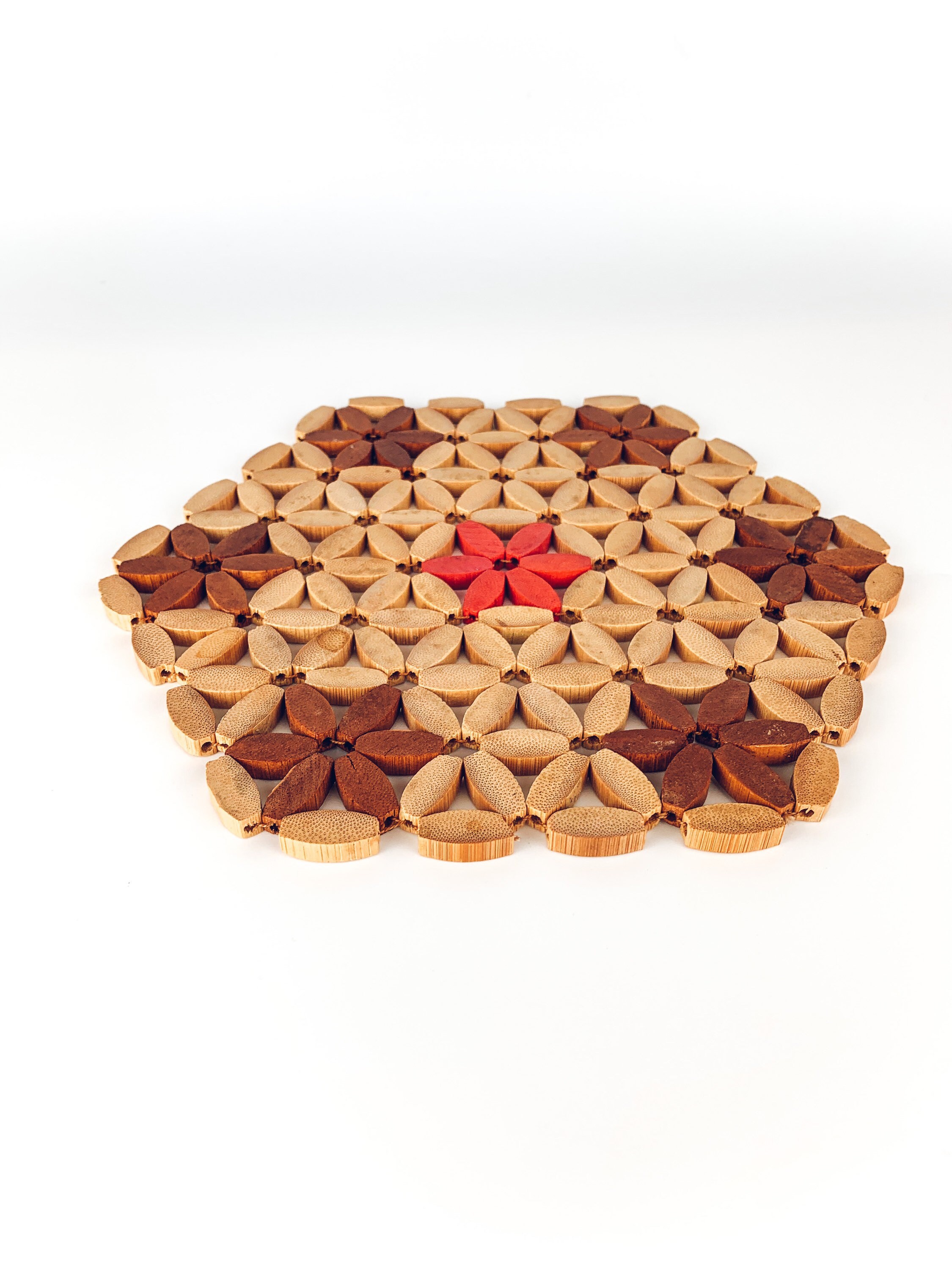 Neutral Boho Wood Bead Trivet | Hanging Trivet | Vintage Wood Trivet ...