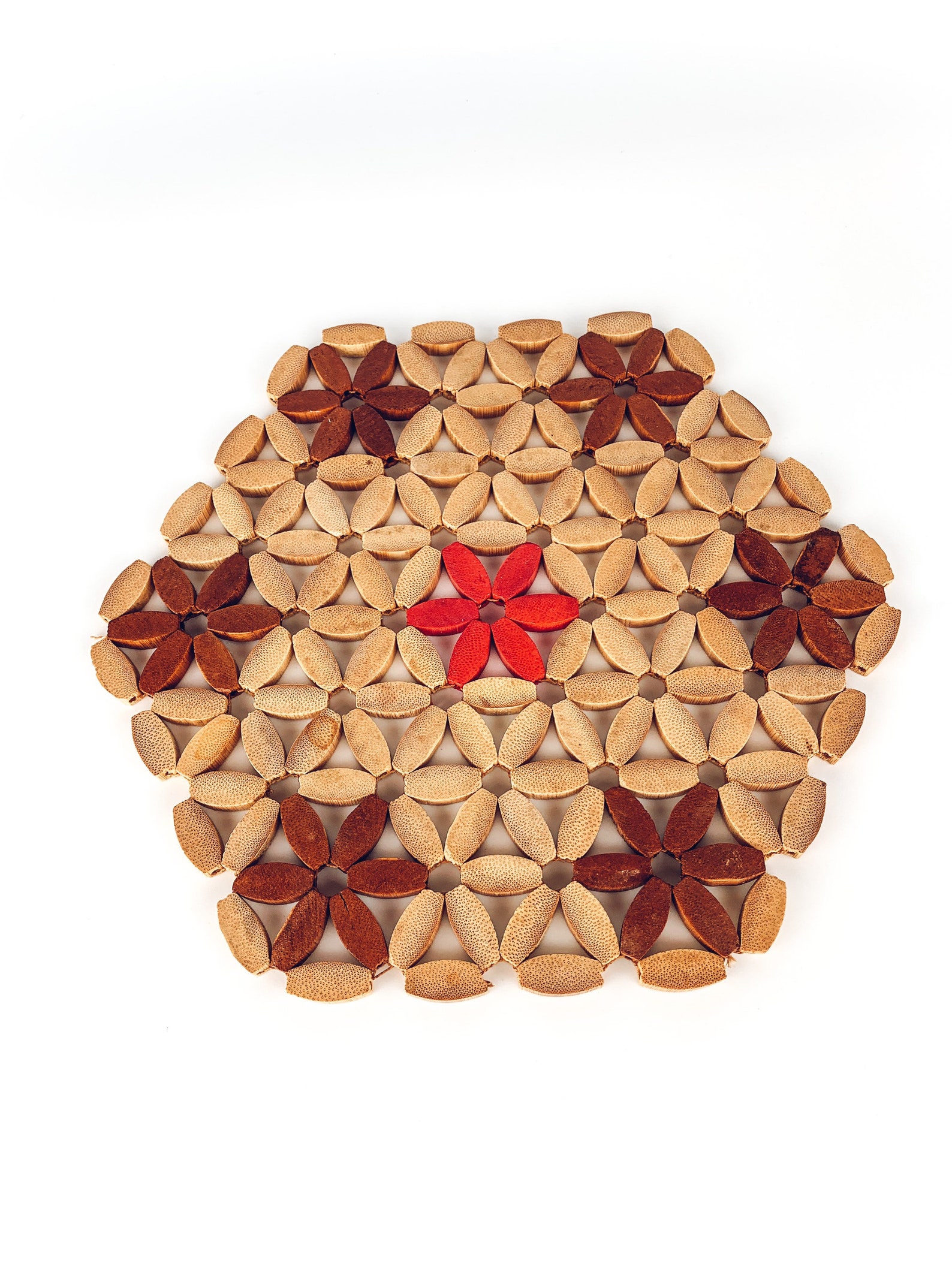 Neutral Boho Wood Bead Trivet | Hanging Trivet | Vintage Wood Trivet ...