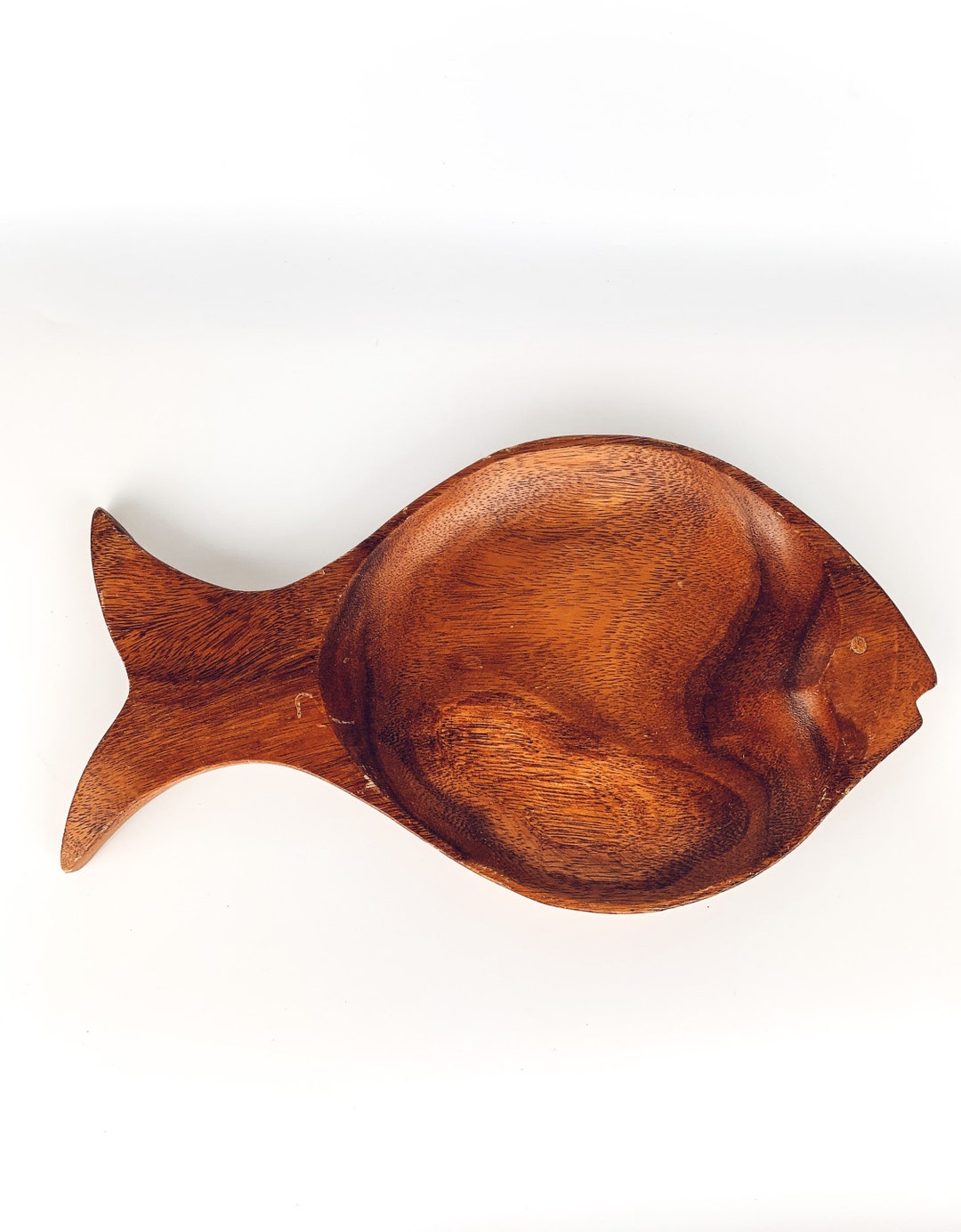 Large Vintage Fish Teak Wood Serving Bowl, Boho Decor, Bohemian ...