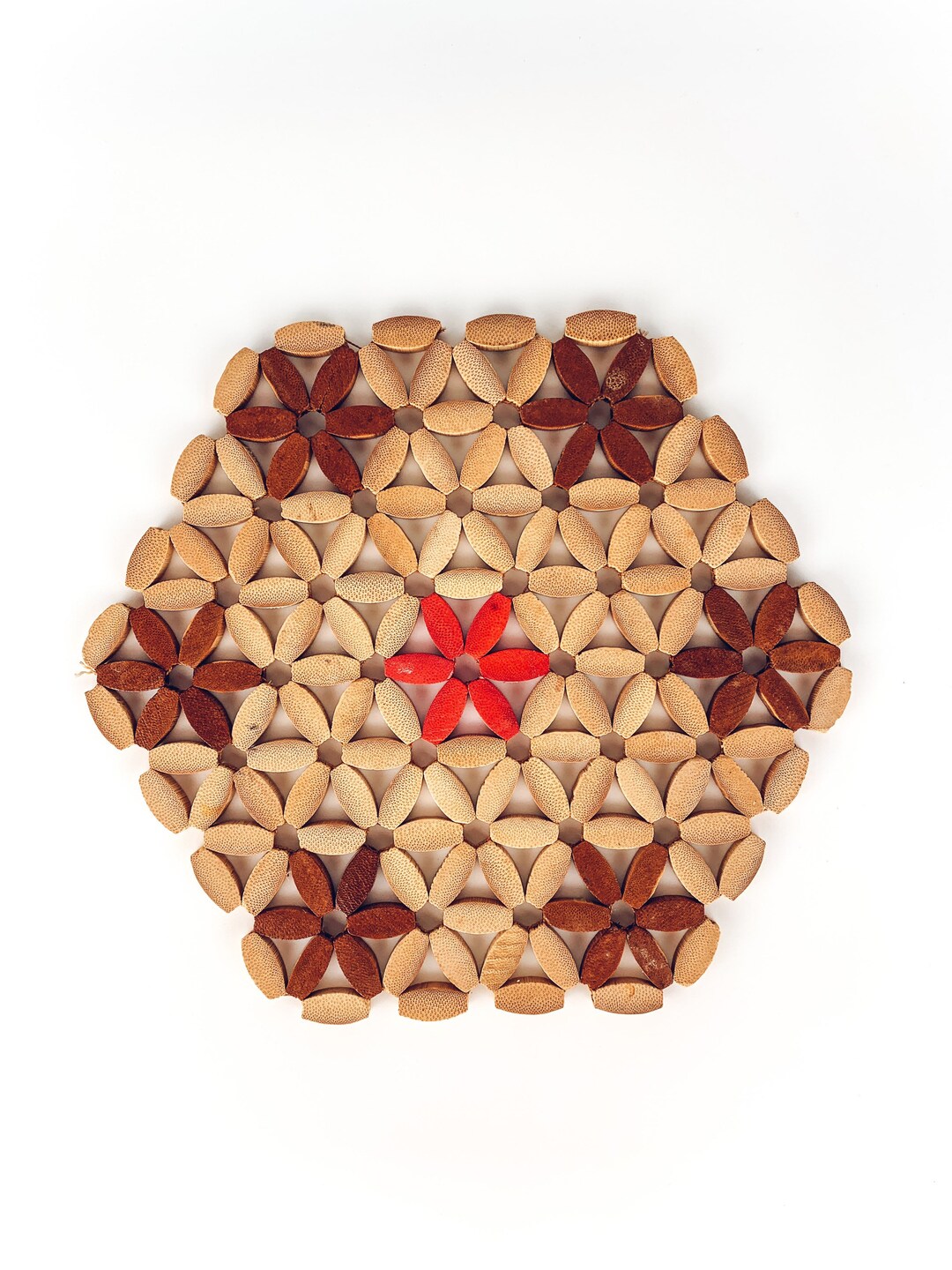 Neutral Boho Wood Bead Trivet | Hanging Trivet | Vintage Wood Trivet ...
