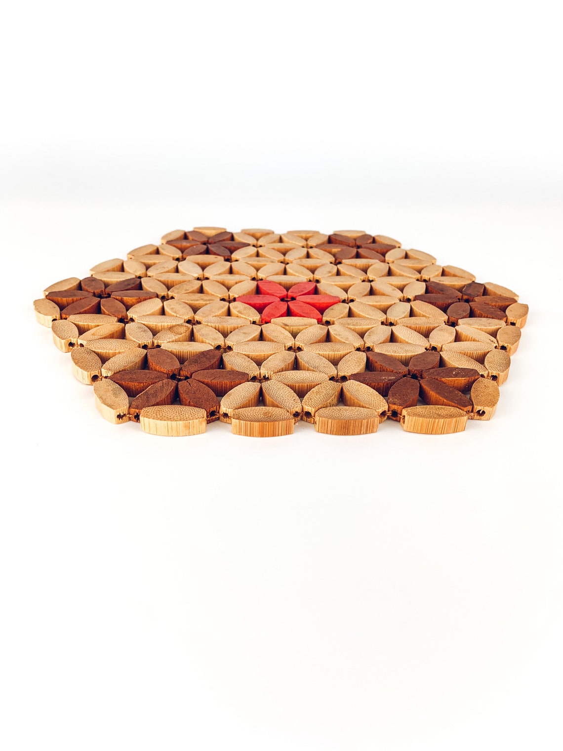 Neutral Boho Wood Bead Trivet | Hanging Trivet | Vintage Wood Trivet ...
