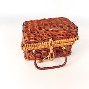 Small Mini Vintage Wicker Trunk Purse With Hook Closure, Picnic Basket ...