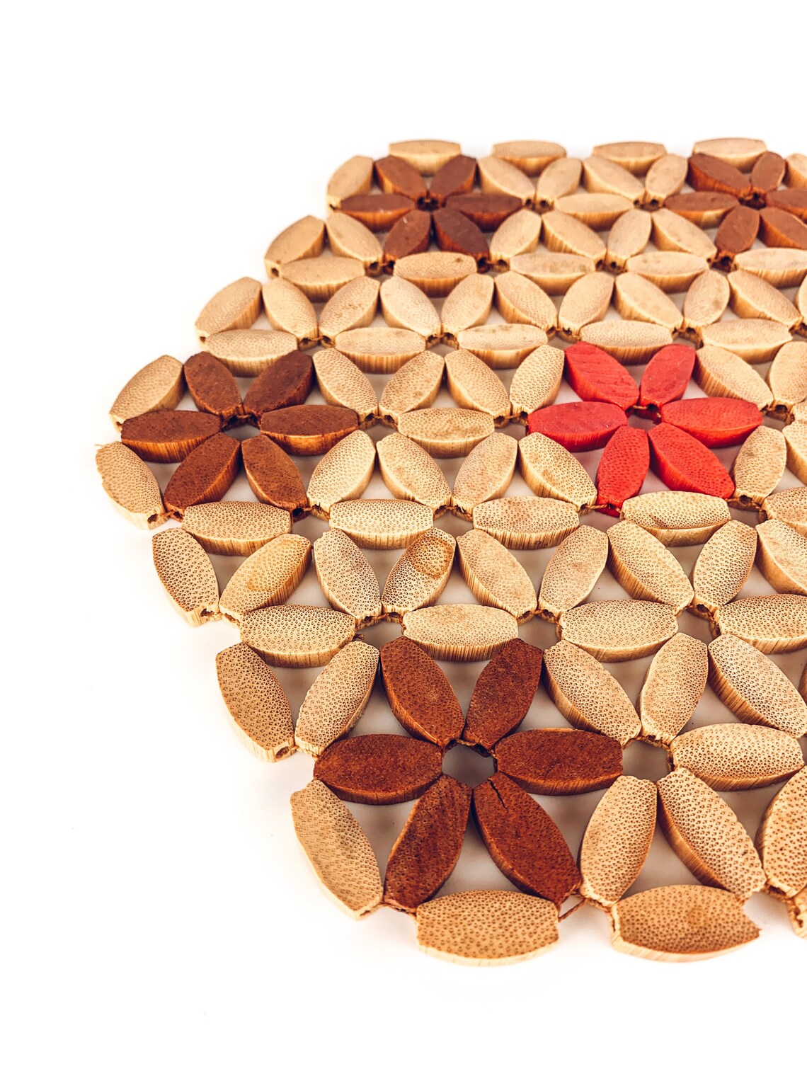 Neutral Boho Wood Bead Trivet | Hanging Trivet | Vintage Wood Trivet ...