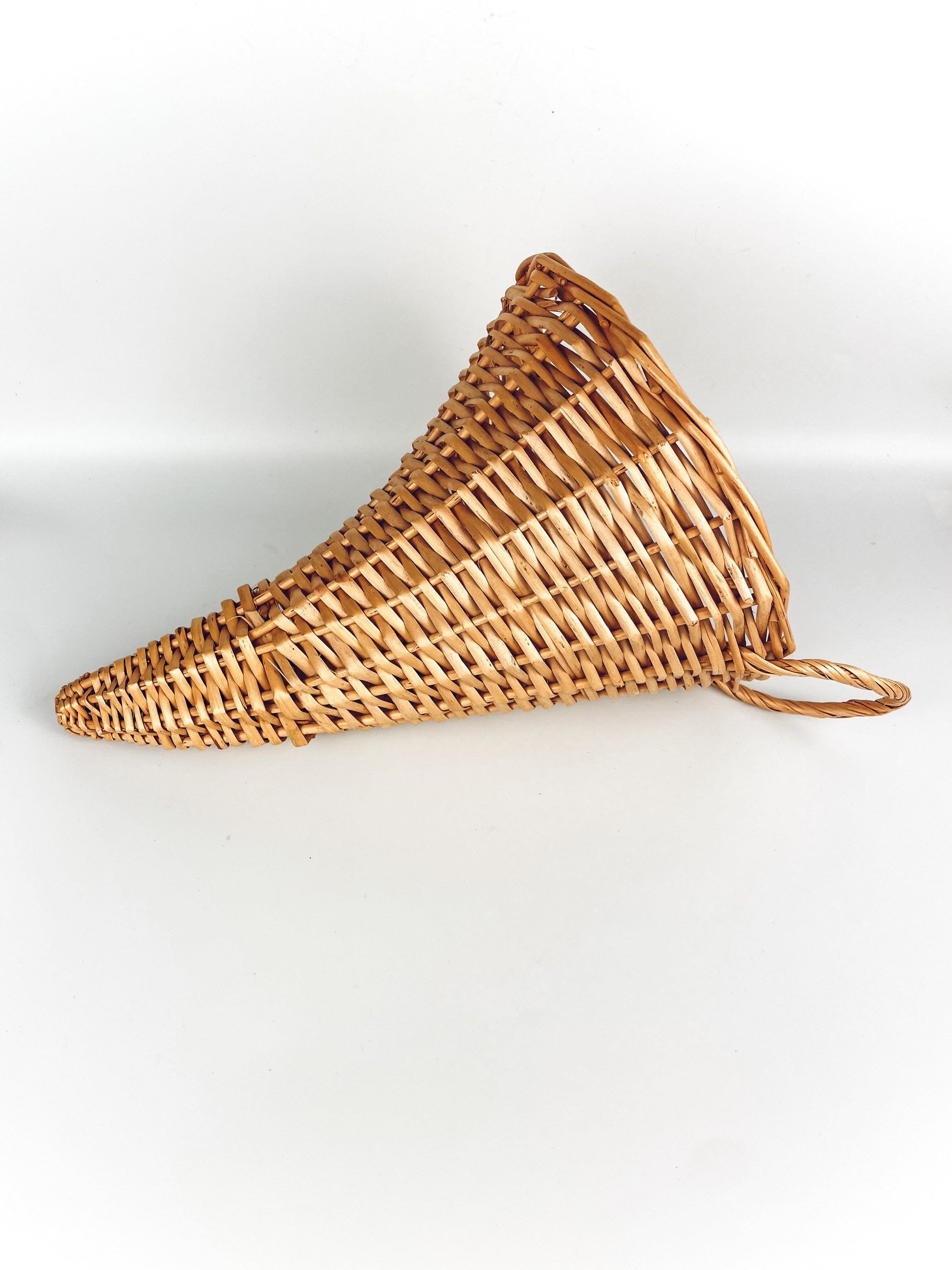 Fall Vintage Wicker Cornucopia Horn Basket, Boho Thanksgiving Decor ...