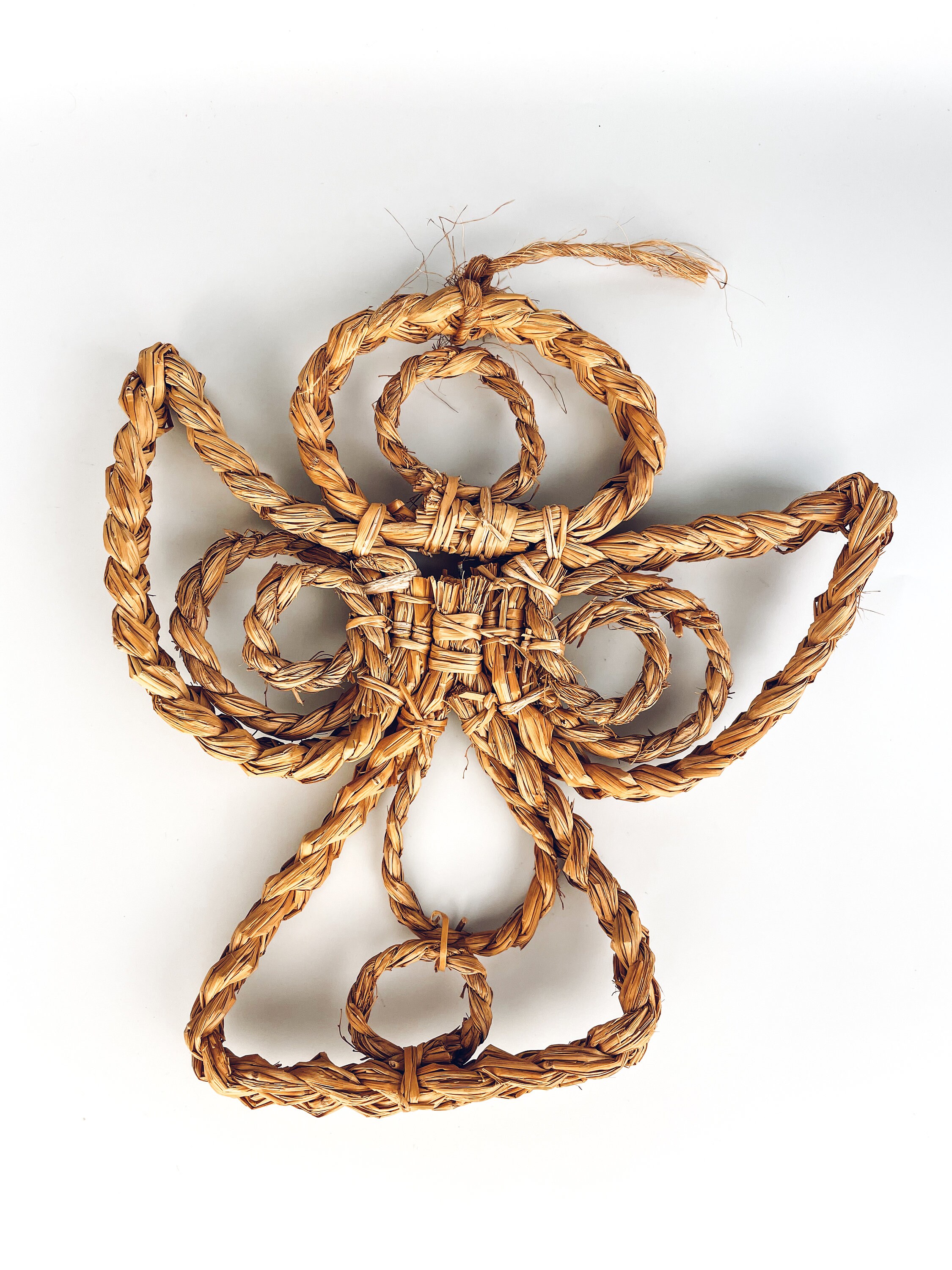 Vintage Natural Straw Wicker Angel Christmas Decor Boho Wall - Etsy