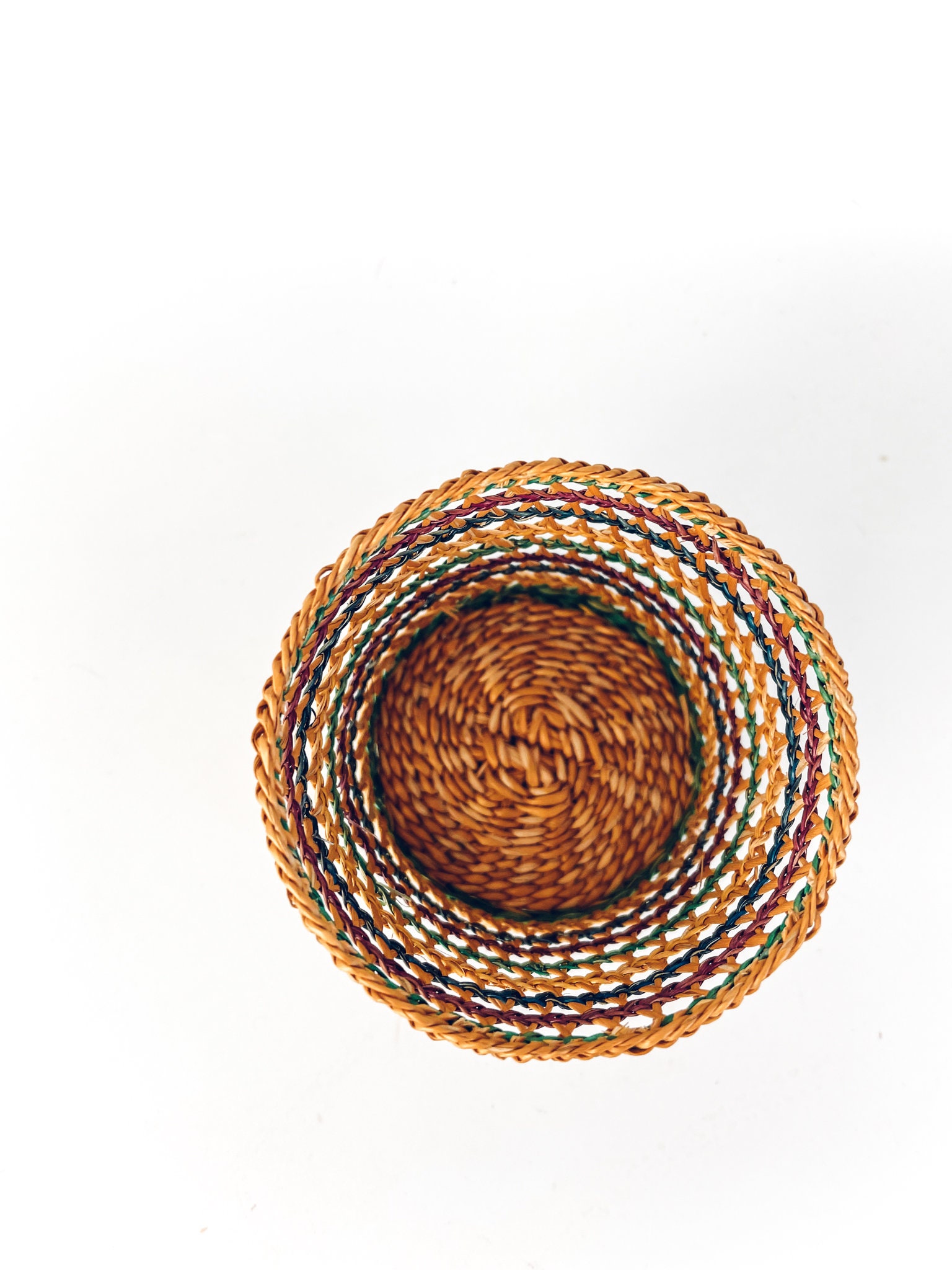 Set of Eight Colorful Small Wicker Cups Vintage Boho Decor - Etsy