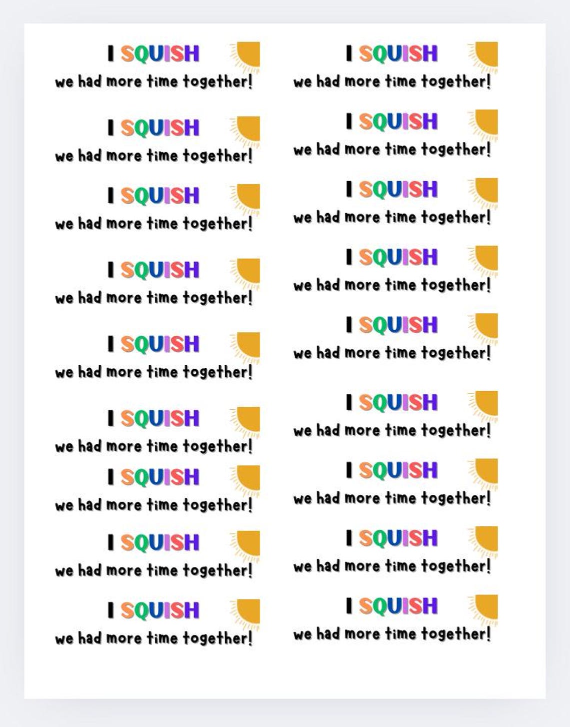 I Squish We Had More Time Together" Digital Printable Template for ...