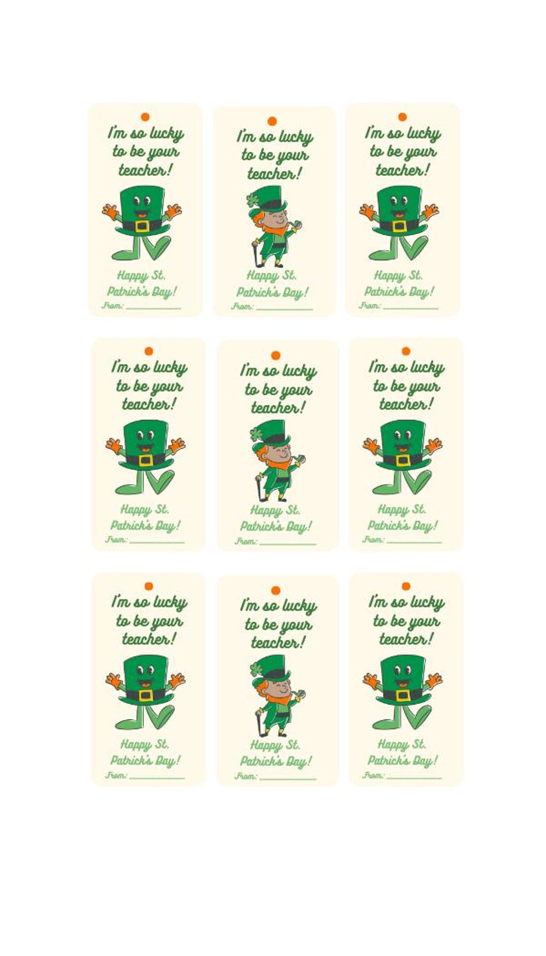 St. Patrick's Day Teacher Gift Tags - 'i'm so Lucky to Be Your Teacher ...