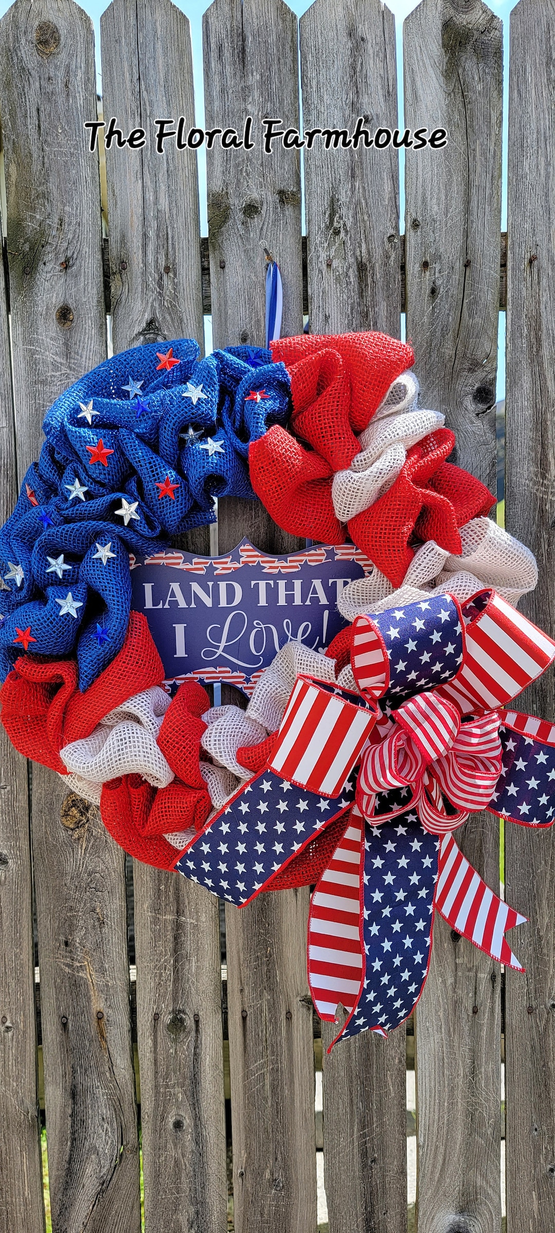 Patriotic Burlap Stars & Stripes Wreath - Etsy