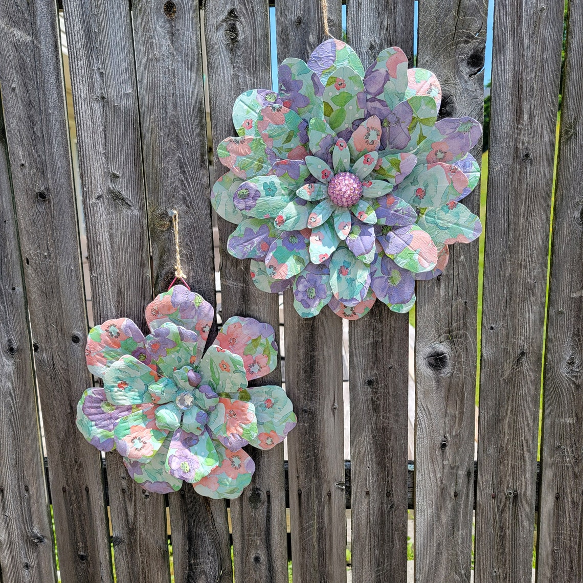 Pretty Floral Print Pastel Metal Flower Set - Etsy