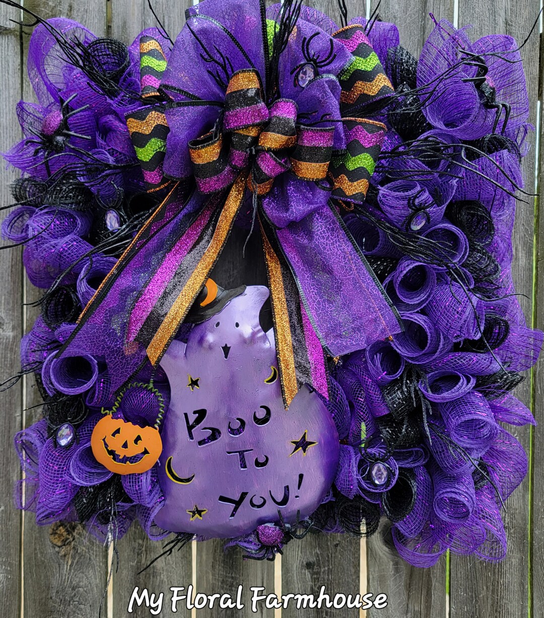 Purple "boo to You" Square Light-up Halloween Wreath - Etsy