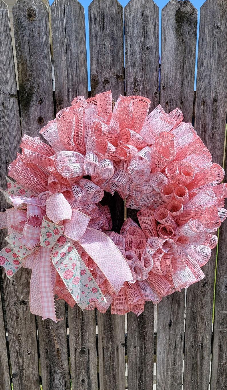Pretty in Pink 24 Deco-mesh Wreath - Etsy