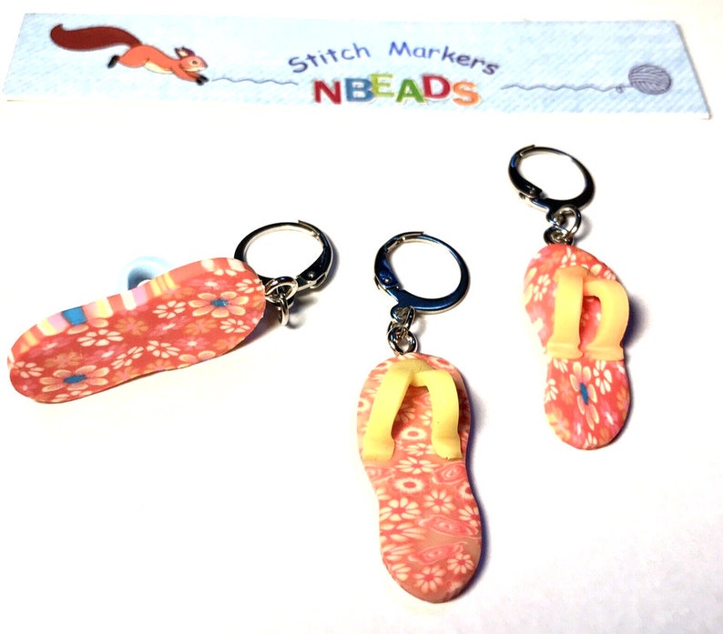 Handmade Flip Flop Polymer Clay Stitch Markers: Beach Slipper Design - Etsy